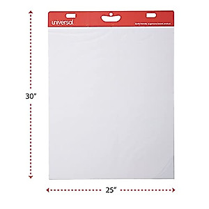 Universal UNV-35603 25 in. x 30 in. Unruled Self-Stick Easel Pad - White (30 Sheets, 2/Carton)