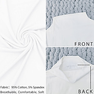 NATACATA Women's Mock Neck Turtleneck Long Sleeve Pullover Tops Bell Sleeve Blouse Casual Work Office Top White