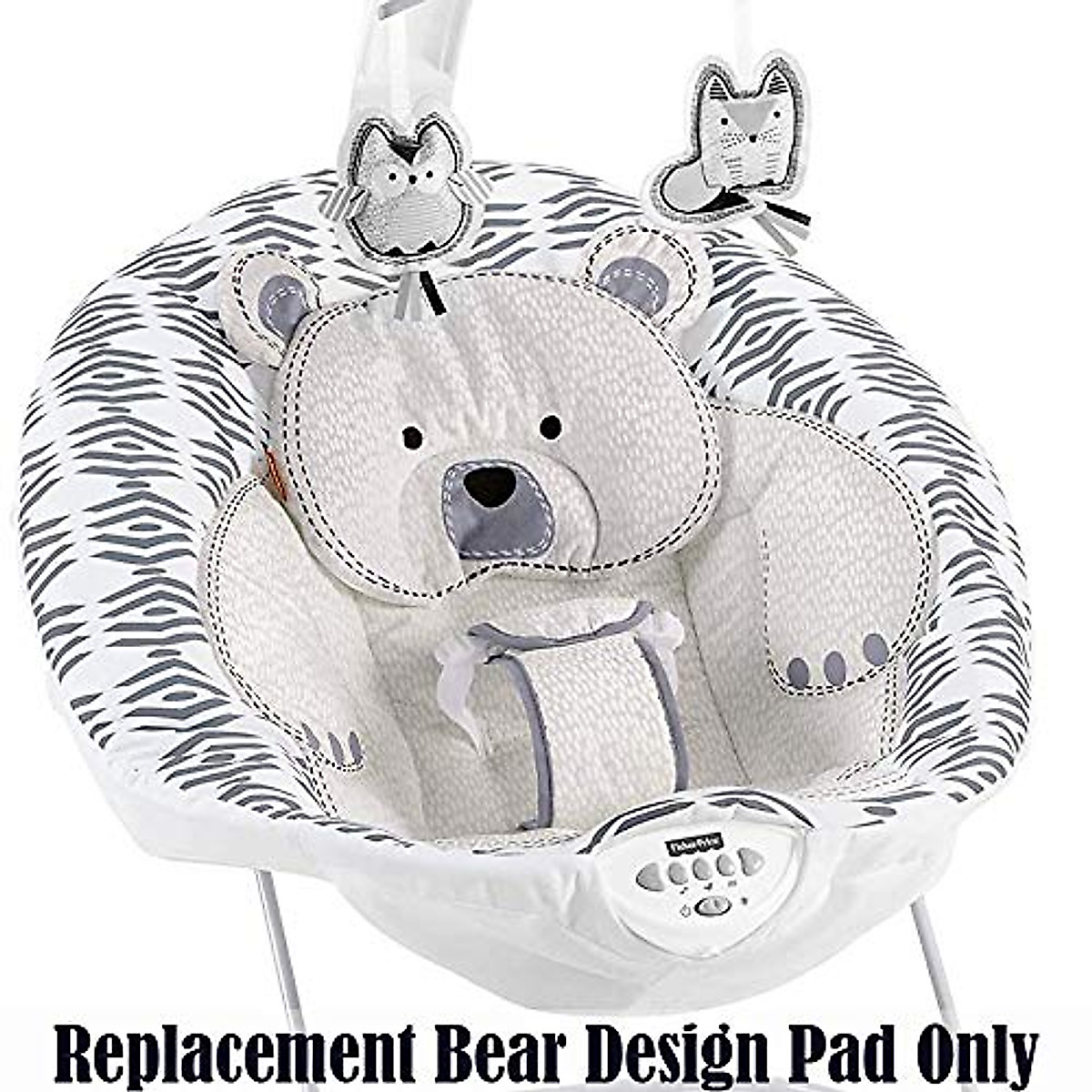 Replacement Pad for Fisher-Price See and Soothe Deluxe Bouncer - GDP73 ~ Gray Black Tan Colors ~ Bear Design