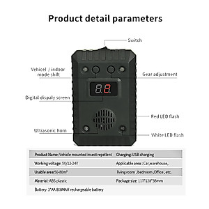 Under Hood Animal Repeller, Rodent Repellent Ultrasonic, Battery Operated, Rat Deterrent, Keep Mice Away from Car, with Ultrasounds and LED Strobe Lights, Vehicle Pest Control, Rodent Defense