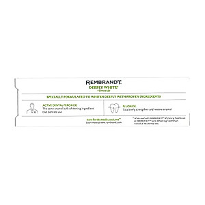 Rembrandt Deeply White + Peroxide Whitening Toothpaste, Fresh Mint Flavor, 2.6 Ounce (Pack of 2)