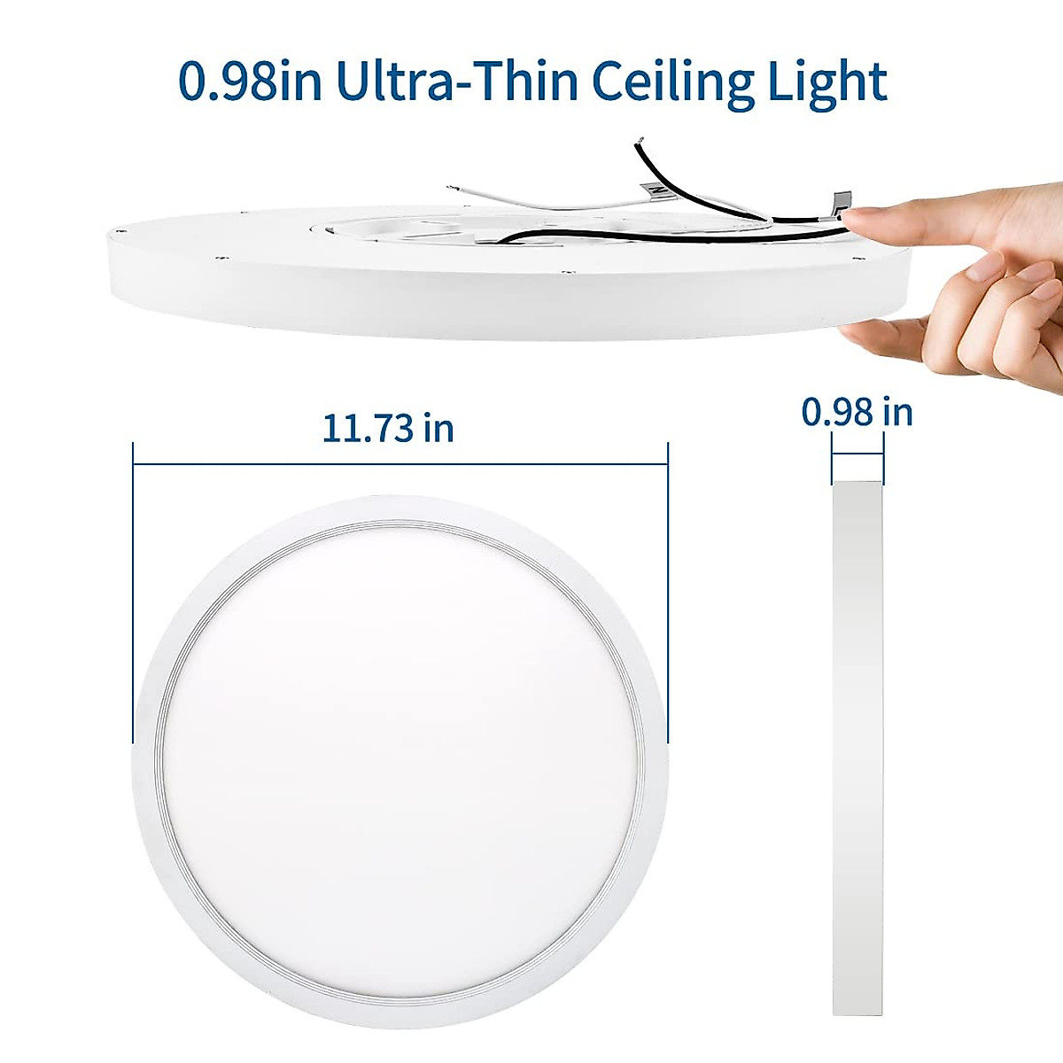 DAKASON LED Flush Mount Ceiling Light 12 Inch, 24W Dimmable Round Ceiling Lamp 2700-5000K 5 Color Tem. Selectable, Overhead Ceiling Light for Bedroom, Living Room, Kitchen, Hallway