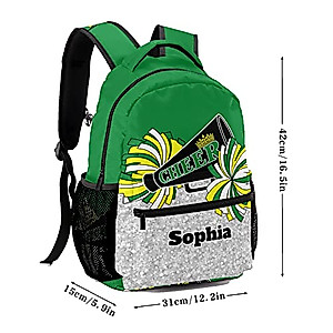 SunFancyCustom Custom Cheerleader Green Yellow Personalized Causual Shoulder Bag Sports Leisure Camping Backpack for Women Men