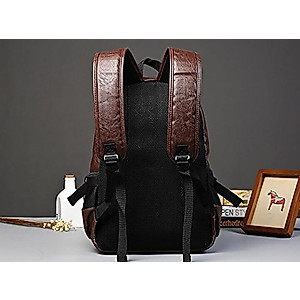 Vintage PU Leather Backpack School College Bookbag Laptop Computer Backpack (Coffee)
