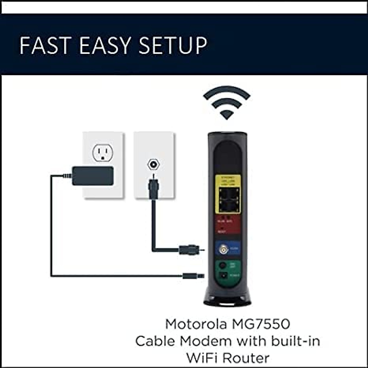 Motorola MG7550 Modem Wi-Fi Router Combo with Power Boost , Approved by Comcast Xfinity, Cox, Charter Spectrum-AC1900 Wi-Fi Speed(16x4 DOCSIS 3.0)-Renewed