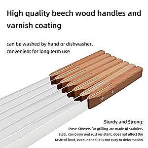 KAOROU Kabob Skewers 23 Inch Long,1 Inch Wide Heavy Duty Stainless Steel with Wood Handle， Perfect for Koobideh Kebab Persian/Brazilian Style Chicken Shrimp Kebab,Set of 7 with Bag