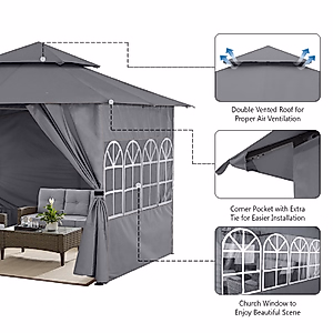 ABCCANOPY 8x8 Outdoor Gazebo - Patio Screened Gazebo with Curtains and Windows for Deck, Lawn and Backyard (Gray)