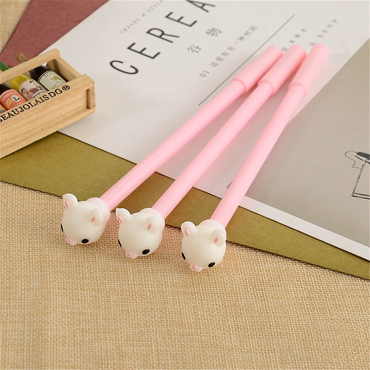 Cartoon Rabbit, Panda, Pig, Tiger Shape Originality Fashion Designed Gel Pens Cartoon ballpoint pen Cute Creative Stationery and Office Supplies (12)