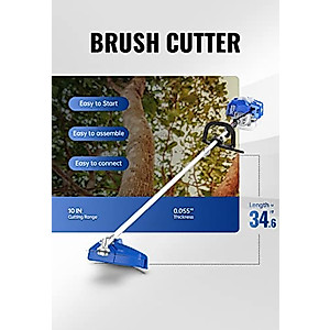 WILD BADGER POWER 26cc Weed Eater/Wacker Gas Powered, String Trimmer/Edger, Pole Saw, Hedge Trimmer and Brush Cutter Blade, 4-in-1 Multi Yard Care Tools, Rubber Handle & Shoulder Strap Included