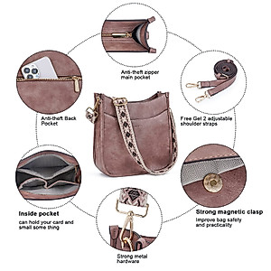 Caitina Women's Shoulder Handbags Trendy Vegan Leather Crossbody Bag Purses For Women,with 2PCS Adjustable Strap Hobo Handbag(Mod Pink)