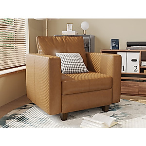 EASE MOOSE Modular Sectional Accent Chair with Storage Seat, Faux Leather Armchair Modern Single Sofa Club Chair for Living Room
