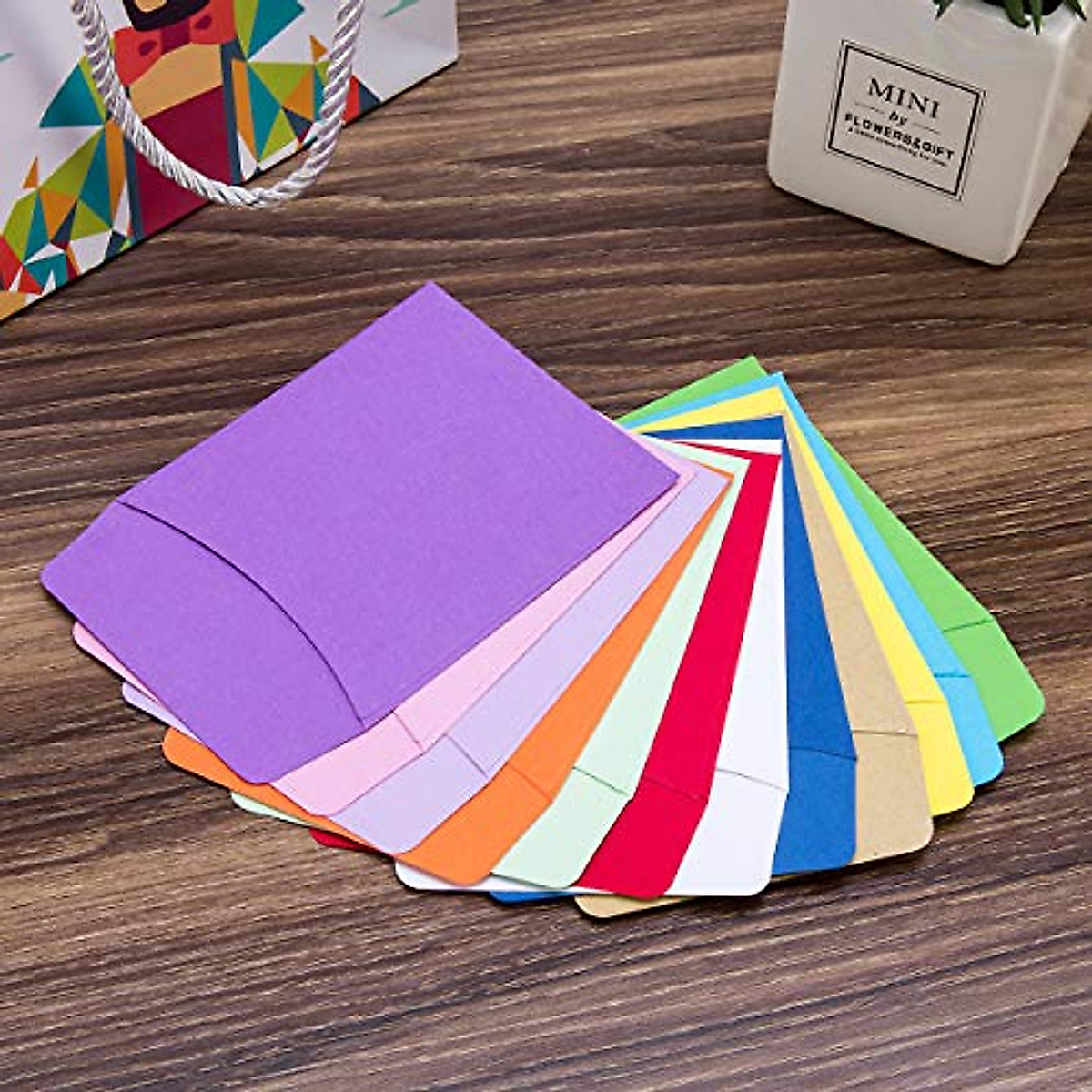 120 Pieces Small Envelopes Library Card Non-Adhesive Packets Envelopes with 120 Pieces Adhesive Double Sided Glue Points for School, Library, Office Task Trackers and Gift Tag (Pocket Envelopes)
