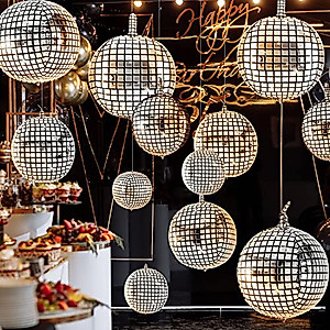 30 Pcs Disco Ball Balloons 32" 22" 10" 4D Disco Balloons 70s Disco Party Decorations Round Metallic Silver Disco Foil Balloons Mirror Disco Balloons for Disco Dance Party Birthday Wedding Supplies