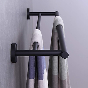 BEIGEEWY Double Bath Towel Bar 24-Inch Stainless Steel Towel Holder Modern Bathroom Accessories Wall Mounted, Matte Black