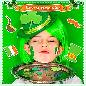 428 Pieces St. Patrick's Day Craft Shamrock Foam Stickers Supplies Glitter Shamrocks Stickers Self Adhesive Foam Clover Stickers for DIY Kids Toddlers Adults Party Favors