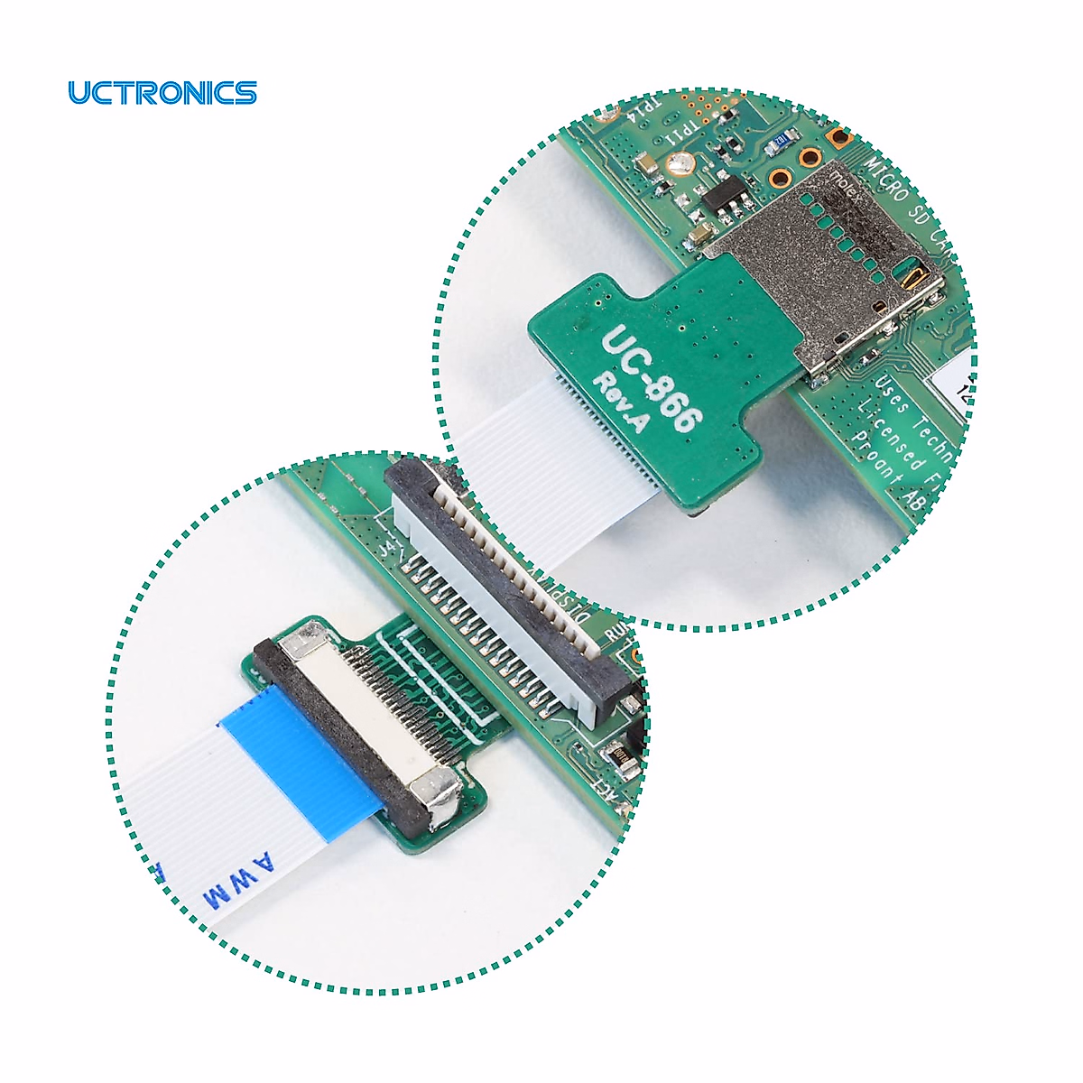UCTRONICS Micro SD to Micro SD Card Male to Female Flexible Extender, 15cm/5.9in Micro SD Card Extension Cable Adapter Compatible with Raspberry Pi, Arduino, and 3D Printer, 4 Pack
