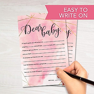 30 Pack Baby Shower Advice Cards. Watercolor Baby Shower Games. Baby Prediction and Advice Cards for Girl Baby Shower.