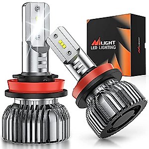 Nilight H11 LED Headlight Bulbs, 350% Brighter, 50W 10000lm Headlamp Bulbs, Mini Size, H9 High Beam, H11 Low Beam, H11/H9/H8/H16 Fog Light, 6000K Cool White, Pack of 2