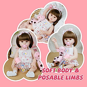 Lifelike Reborn Baby Dolls 18 Inch Realistic Newborn Girl Baby Doll with Doll Clothes & Accessories Best Birthday Set for Girls Age 3+