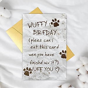 Supoeguk Funny Birthday Card from Dog, Wuff You Pun Birthday Card, Visually Wrinkled Paper Birthday Card, Cute Birthday Card for Dog Mom Dog Dad, Dog Owner Gift