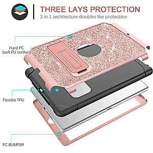 BENTOBEN case for iPad 9th / 8th/ 7th Generation 10.2 ( 2021/2020/2019) Glitter Sparkly 3 Layers Shockproof Kickstand Protective Tablet Cover, Rose Gold