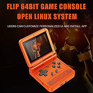 GoolRC Flip Handheld Console 3-inch IPS Screen Open System Game Console with 16G TF Card Built in 2000 Games Portable Mini Retro Game Console for Kids Red