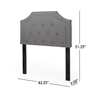 Christopher Knight Home Rachel Upholstered Twin Headboard, Charcoal Gray, Black