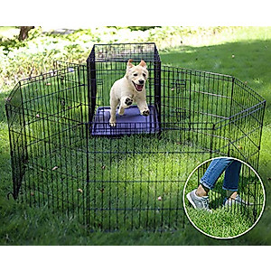 Puppy Pet Playpen 8 Panel 24 Inch Indoor Outdoor Metal Portable Folding Animal Exercise Dog Fence Ideal for Pet Animals Dog Cat Rabbit Breed Puppy (24" x 24" x 8)