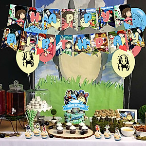 VERSAINSECT i Party Decorations,Birthday Party Supplies For Studio Ghibli Party Supplies Includes Banner - Cake Topper - 12 Cupcake Toppers - 18 Balloons -50 Studio Ghibli Stickers