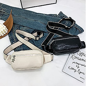 Fanny Packs for Women Fashion Waist Packs Pu Leather Belt Bag Slim Hip Bum bag for Travel Party Festival Walking (Belt Bag for Beige)