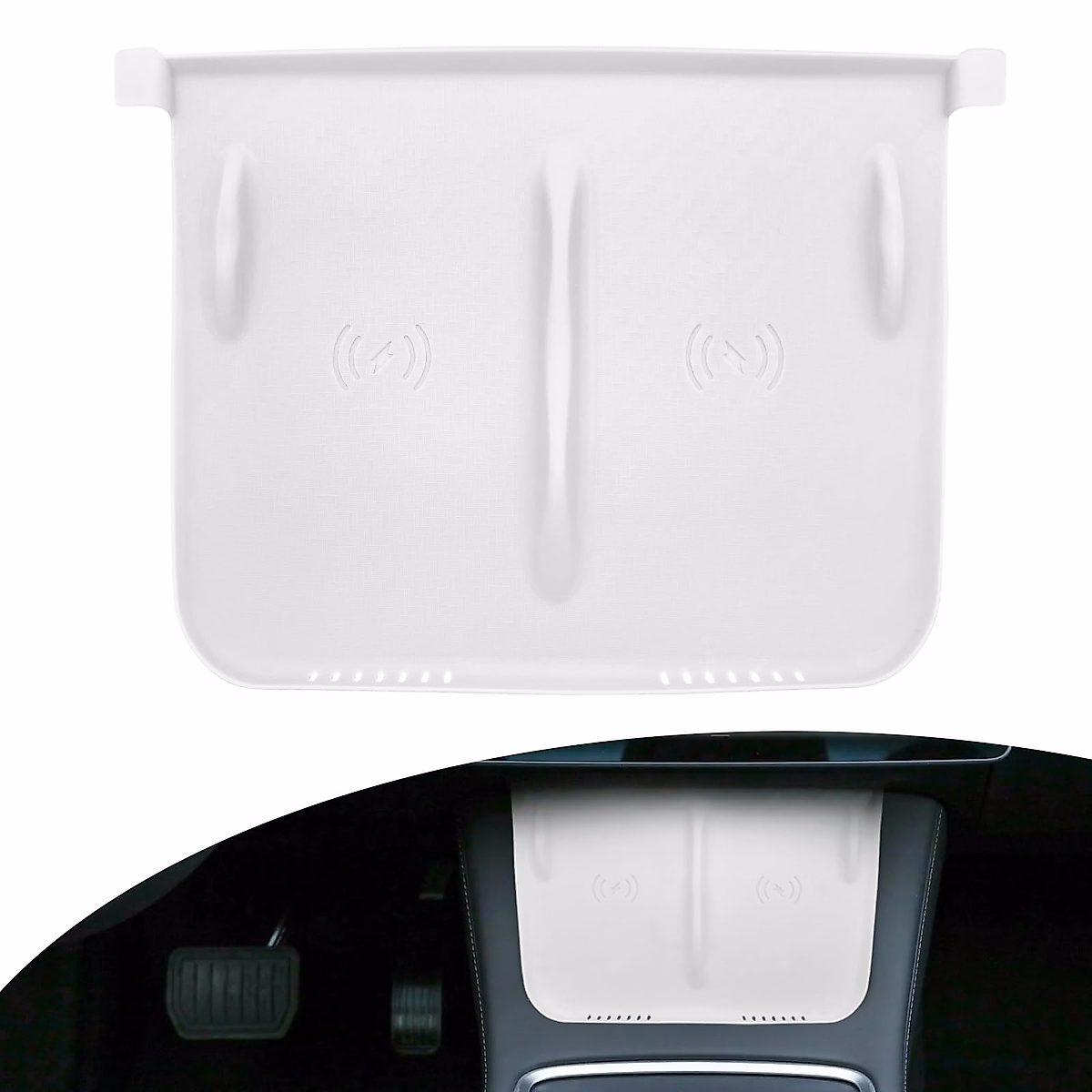 QUICTO Center Console Silicone Mat,Car Interior Accessory for 2021-2023 Tesla Model 3 Model Y (White)