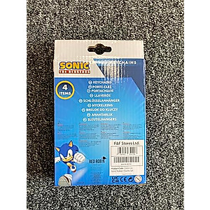 Sonic The Hedgehog Keyrings for Kids Knuckles Shadow Tails Rubber Boys Keyrings Collectables 4 Pack Mini Figures Keychain Set Gamer Gifts for Boys