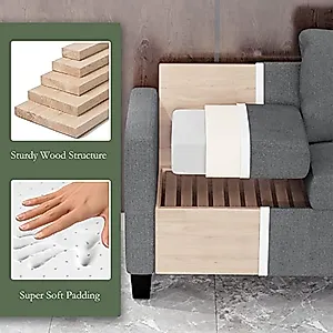 YESHOMY Convertible Sectional, Modern Linen Fabric L-Shaped Couch 3-Seat Sofa, Dark Gray