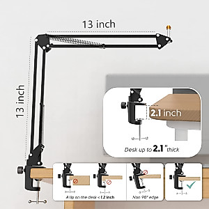 Microphone Arm Stand, FIFINE Suspension Boom Scissor Mic Stand with Heavy Duty Clamp, 3/8" to 5/8" Adapter, for Voice-over, Gaming, Recording, Studio, Home Office (CS1)