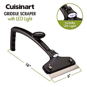 Cuisinart CCB-9101 Griddle Scraper with LED Light, 6" Stainless Steel Blade with Ergonomic Handle