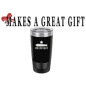 Rogue River Tactical Come and Take It Gonzales Texas Flag 20 Oz. Stainless Steel Travel Tumbler Mug Cup w/Lid Vacuum Insulated Hot or Cold (Black)