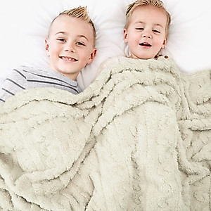 HOMRITAR Fuzzy Throw Blanket for Men Women, Decorative 3D Fleece Blankets for Unisex Kids Really Warm Fluffy Cozy Plush Fleece Comfy Flannel Blanket for Couch Sofa Bed (Beige, 50 x 60 Inch)