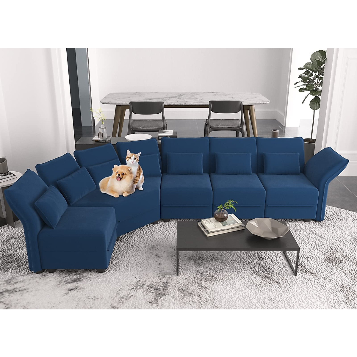 LLappuil Modular Sectional Storage Couch Ottoman Seats，Storage Ottoman Footrest Modules and Seat Cube Grey