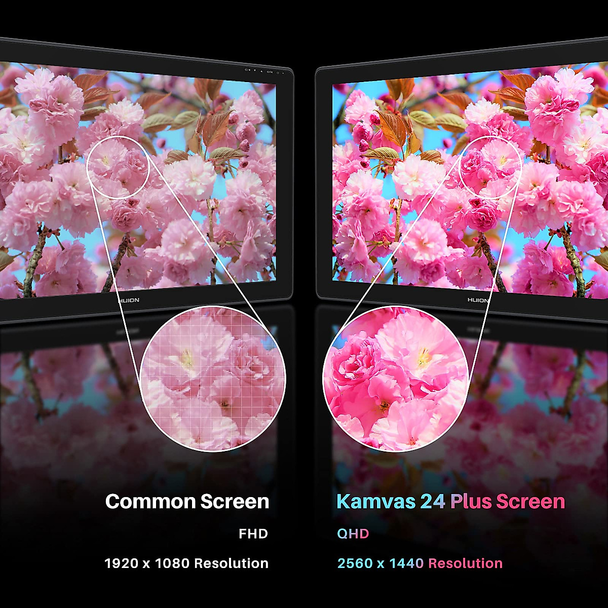 HUION Kamvas 24 Plus 2.5K QHD Graphic Drawing Tablet with Screen, 140% sRGB Full-Laminated QD Drawing Monitor with Battery-Free Stylus 8192 Pen Pressure Tilt for PC, Mac, Android, 23.8inch Pen Display