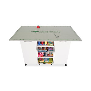 Arrow Sewing Sewing Furniture Kookaburra Cutting Table, Model K3451, Cutting, Quilting, Art and Crafting Table with Storage, Ash White Finish