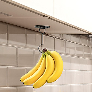 DAJIANG Banana Hook, Metal Banana Hanger Under Cabinet to Keep Bananas Fresh, Banana Holder for Bananas or Other Kitchen Items (Absolute Black)