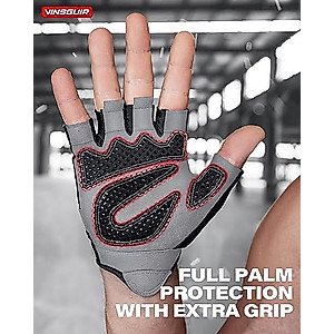 VINSGUIR Workout Gloves for Men and Women, Fingerless Weight Lifting Gloves with Excellent Grip, Lightweight Gym Gloves for Exercise, Weightlifting, Fitness, Training, Climbing, Cycling and Rowing