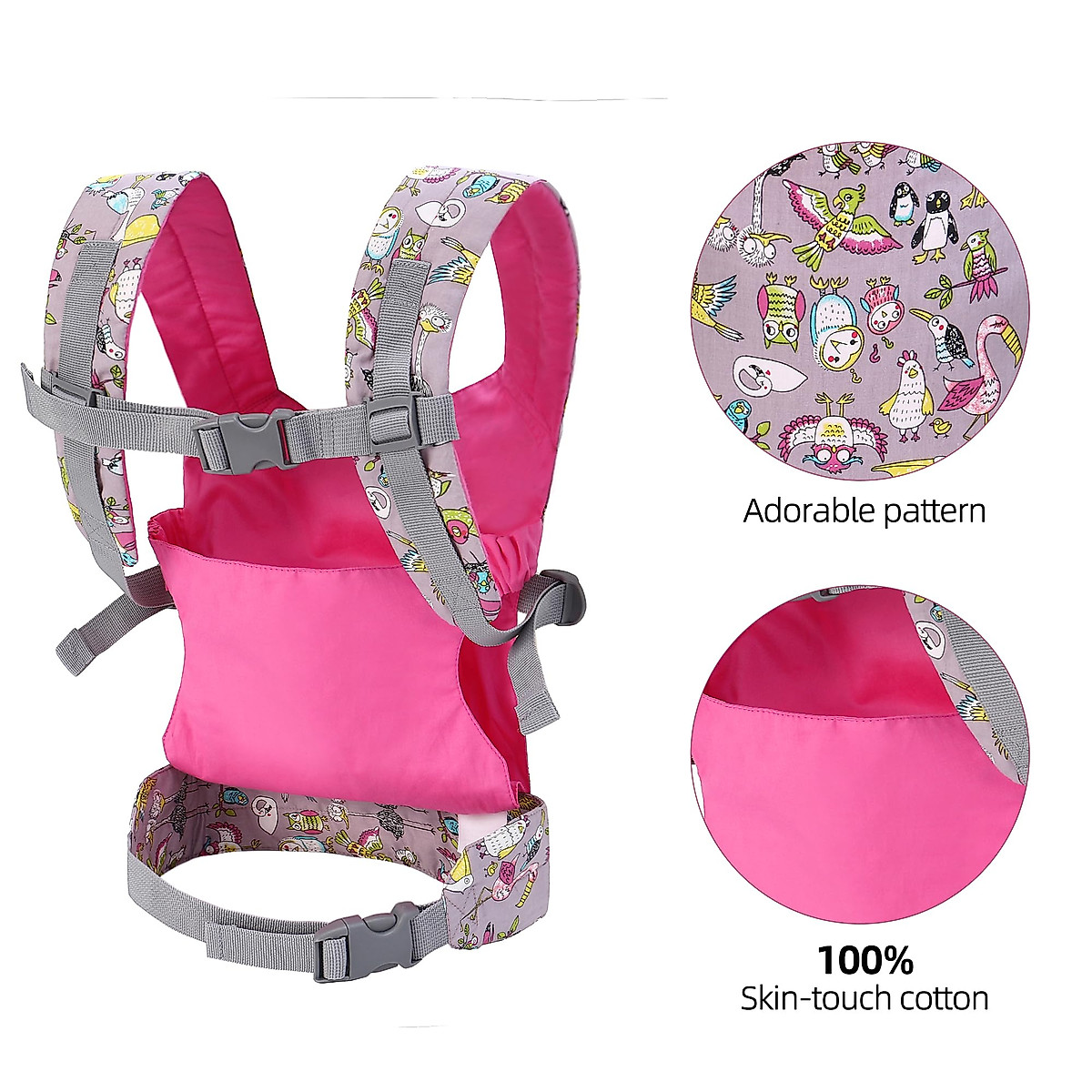 Baby Doll Carrier Front and Back Baby Doll Accessories Backpack Kid Toddlers Play Toy Baby Carriers for Babydoll Pretend with Adjustable Straps for Little Girls (Orange Swan)
