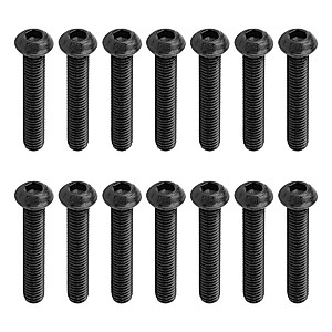 Yinpecly M6 Machine Screws Hex Socket Round Head Screw Carbon Steel Fasteners Bolts for Ship Building Industry, Black 20 PCS