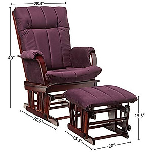 Artiva USA Wood Glider Chair and Ottoman Mircofiber Cushion Set