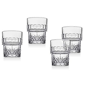 Godinger Stackable Old Fashioned Whiskey Glasses Set of 4 - Dublin, 10oz