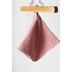 Marlowe & Co Organic Cotton Muslin Baby Blanket with Snap Closure, 100% Organic Cotton Muslin Lovey Blanket with Holder, Blanket Only (Peony)