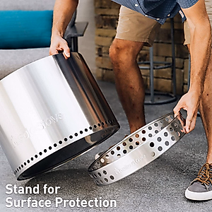 Solo Stove Bonfire 2.0 with Stand, Smokeless Fire Pit | Wood Burning Fireplaces w/Removable Ash Pan, Portable Outdoor Firepit - for Camping, Stainless Steel, H: 16.75 in x Dia: 19.5 in, 21.75 lbs