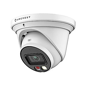 Amcrest AI Turret IP PoE Camera w/ 49ft Nightvision, Security IP Camera Outdoor, Built-in Microphone, Human & Vehicle Detection, Active Deterrent, 129° FOV, 5MP@20fps IP5M-T1277EW-AI