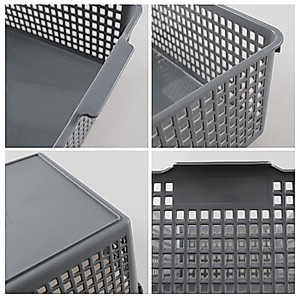 Joyeen 3 Packs Large Organizer Baskets Bins, Plastic Storage Basket (Grey)